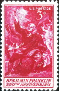 Stamp: 250th Birth Anniversary of Benjamin Franklin (1706-1790) (United ...
