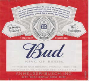 Drink Label: Budweiser (Anheuser-Busch InBev, United States of ...