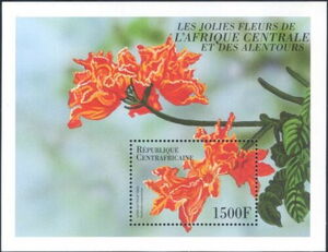 Stamp: Spathodea campanulata (Central African Republic(Flora and Fauna ...