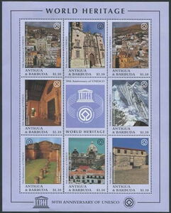 Stamp: 50th Anniversary of UNESCO World Heritage (Antigua and Barbuda ...