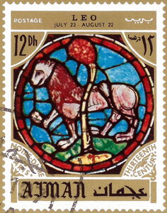 Stamp: Leo (Ajman(Personalities and Their Zodiac Signs) Col:AJ 1971.03. ...