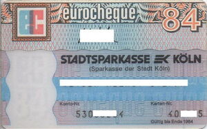 Bank Card: Eurocheque 84 (Stadtsparkasse EK Koln, Germany, Federal ...