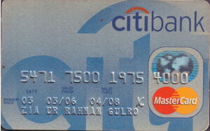 Bank Card: Citibank (Citibank, PakistanCol:PK-MC-0038