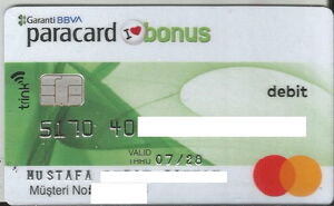 Bank Card: Paracard (Garanti Bankası, Türkiye (Turkey)Col:TR-MC-0665
