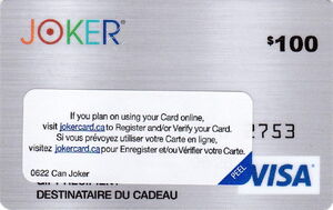 Gift Card: Joker (Visa, Canada(Joker) Col:CA-VI-023-100 💳