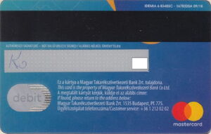 Bank Card: Mastercard (Takarek Bank, HungaryCol:HU-MC-0089