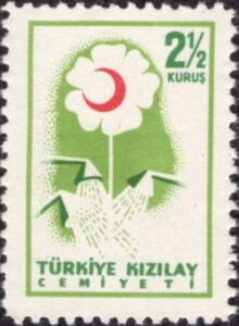 Stamp: Red Crescent Symbol on the Flower (Türkiye (Turkey)(Red Crescent ...