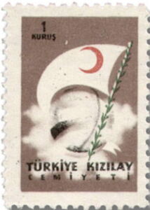 Stamp: Globe, Flag and Branches (Türkiye (Turkey)(Red Crescent Society ...