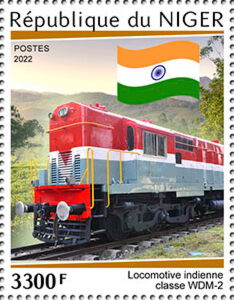 Stamp: Indian Locomotive Class WDM-2 (Niger(Indian Trains (2022)) Col ...