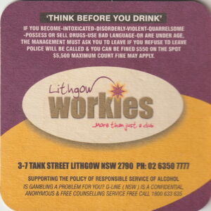 Beer Coaster: Lithgow Workies (Lithgow Workies, AustraliaCol:AU-001898 🍺