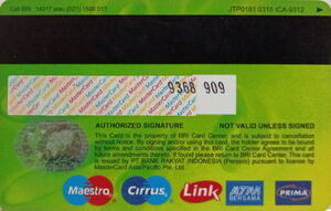 Bank Card: BRI Card (BRI (Indonesia), IndonesiaCol:ID-MC-0056.09