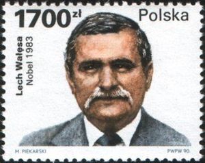 Stamp: Pres. Lech Walesa, 1983 Nobel Peace Prize Winner (PolandMi:PL ...