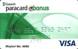 Bank Card: Garanti Paracard (Garanti Bankası, Türkiye (Turkey)Col:TR-VI ...