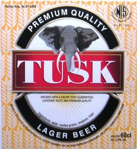 Drink Label: Tusk Lager Beer (Sona Breweries, NigeriaCol:NG-BEER-000001