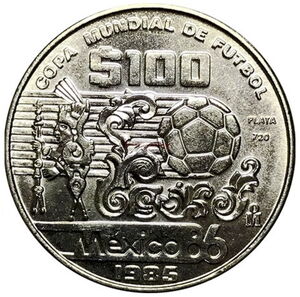 Coin: 100 Pesos (FIFA World Cup 1986 - Silver 0.720) (Mexico(1985~1986 ...