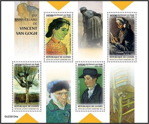 Stamp: 170th Anniversary of the Birth of Vincent van Gogh (Guinea ...