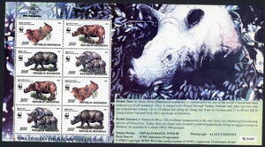 Stamp: Rhinoceros (Indonesia(W.W.F - Rhinoceros) Mi:ID 1648II-1651IIKB ...
