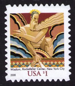 Stamp: Wisdom, Rockefeller Center (United States of AmericaMi:US 3731II ...