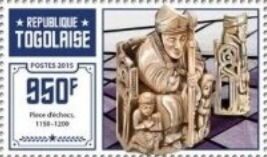 Stamp: Chess Figures and Player (Togo(Chess (2015)) Mi:TG 7149,Yt:TG 4816