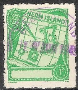 Stamp: Map, green (Herm Island: Cinderella Stamps(Map) Col:GH 1949-02 📮