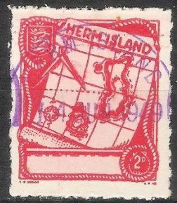Stamp: Map, red (Herm Island: Cinderella Stamps(Map) Col:GH 1949-03