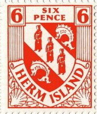 Stamp: Crest Definitive, red (Herm Island: Cinderella Stamps(Crest ...