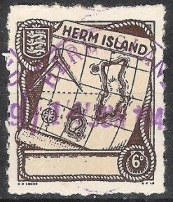 Stamp: Map, brown (Herm Island: Cinderella Stamps(Map) Col:GH 1949-04 📮