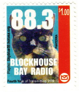 Stamp: Blockhouse Bay Radio " Panterra the Cat" Blue Background (New ...