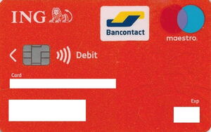Bank Card: Maestro Bancontact (ING Bank, BelgiumCol:BE-MS-0053.02