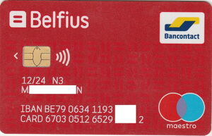 Bank Card: Belfius Maestro (Belfius, BelgiumCol:BE-MS-0054.02 💳