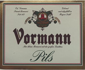 Drink Label: Vormann Pils (Vormann Brauerei, Hagen, Germany, Federal ...