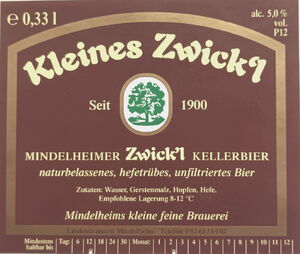 Drink Label: Kleines Zwickl (Lindenbrauerei Mindelheim, Germany ...
