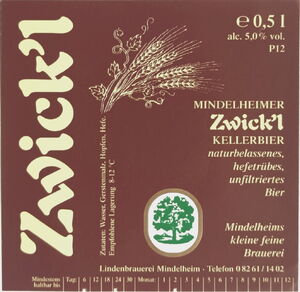 Drink Label: Zwickl (Lindenbrauerei Mindelheim, Germany, Federal ...