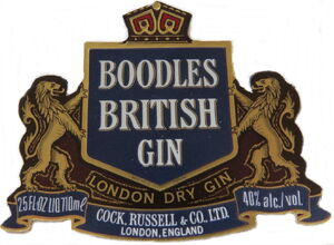 Drink Label: Boodles British London Dry Gin (Cock, Russel & Co., LTD ...