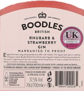 Drink Label: Boodles British Rhubarb & Strawberry Gin (Proximo Spirits ...