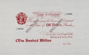 Banknote: 100,000,000 Pounds (United Kingdom of Great Britain ...