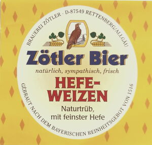 Drink Label: Zotler Bier Hefe-Weizen (Privat-Brauerei Zötler, Germany ...