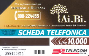 Scheda Telefonica: Ai.Bi. - L'altro Mio Figlio (Telecom Italia, Italia(01 - Figurate (Lira)) C&C ...