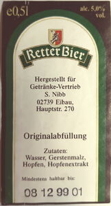 Drink Label: RetterBier Pilsener (Einsiedler Brauhaus GmbH, Germany ...