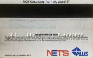 Bank Card: UOB card (United Overseas Bank, SingaporeCol:SG-PL-0002 💳
