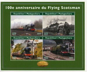 Stamp: Steam Trains Flying Scotsman 100th Anniversary (Madagascar ...