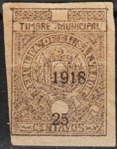 Stamp: Timbre Municipal with 1918 overprint (El Salvador: Revenue ...