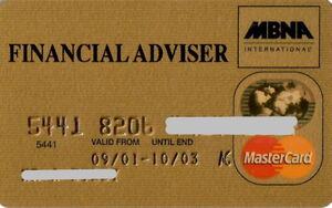 Bank Card: MBNA - Financial Adviser (MBNA International, United Kingdom ...