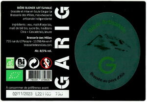 Drink Label: Garig (Brasserie des Milles, FranceCol:FR-BEER-007230