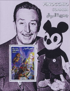 Stamp: Pinocchio and Walt Disney (Somalia: Illegal Stamps(Pinocchio ...
