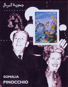 Stamp: Pinocchio and Walt Disney (Somalia: Illegal Stamps(Pinocchio ...