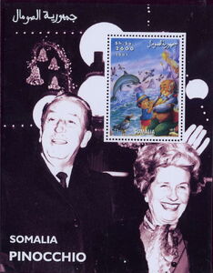 Stamp: Pinocchio and Walt Disney (Somalia: Illegal Stamps(Pinocchio ...