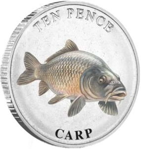 Moneda: 10 Pence (British Isles Wildlife - Freshwater Fish - Carp ...