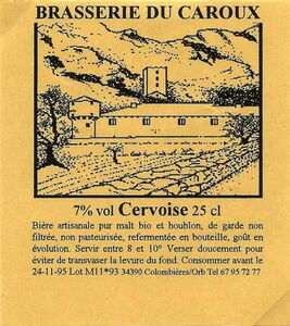 Drink Label: Cervoise (Brasserie du Caroux, FranceCol:FR-BEER-008058