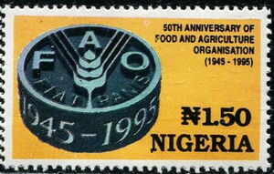 Stamp: FAO emblem (Nigeria(Food and Agriculture Organisaion) Mi:NG 658 ...